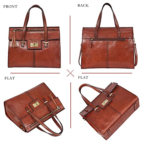 Banuce Vintage Full Grain Leather Purses and Handbags for Women Satchel Bag Fashion Ladies Office Work Bag
