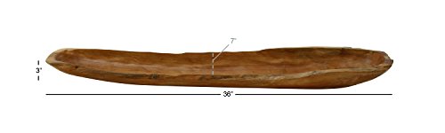 Deco 79 Teak Wood Handmade Live Edge Tray, 36" x 7" x 3", Brown