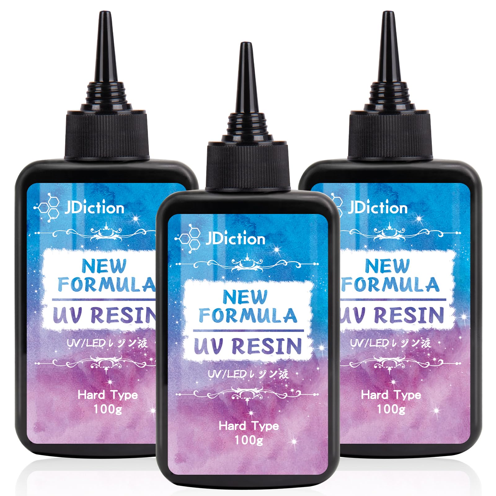JDiction UV Resin 300g, Crystal Clear UV Resin Solar Cure Sunlight Activated Hard Resin Kit for Jewelry Making, Casting and Coating, DIY Crafts