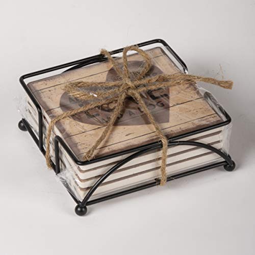 Primitives by Kathy 39365 Stoneware Coasters, Love and a Dog