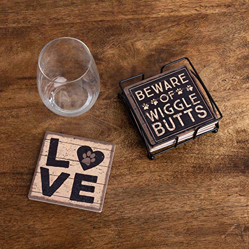 Primitives by Kathy 39365 Stoneware Coasters, Love and a Dog