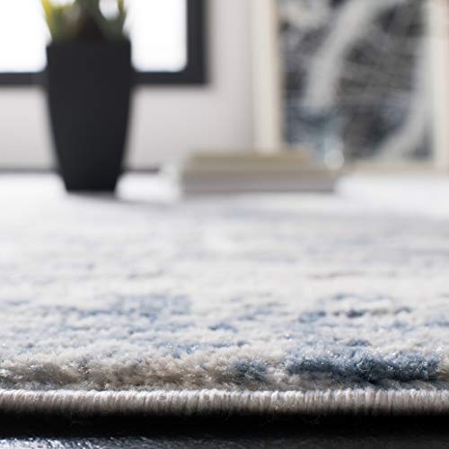 SAFAVIEH Amelia Collection 6' x 9' Ivory/Blue ALA700A Modern Abstract Non-Shedding Living Room Bedroom Dining Home Office Area Rug