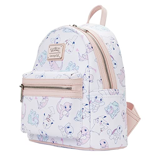 Loungefly Pastel Pink Pokemon Starters Pikachu Squirtle Fashion Backpack Purse