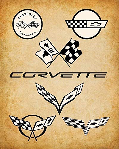 Original Corvette Patent Art Prints - Set of Four Photos (8x10) Unframed - Makes a Great Man Cave Decor and Gift Under $20 for Corvette Owners and Car Enthusiasts