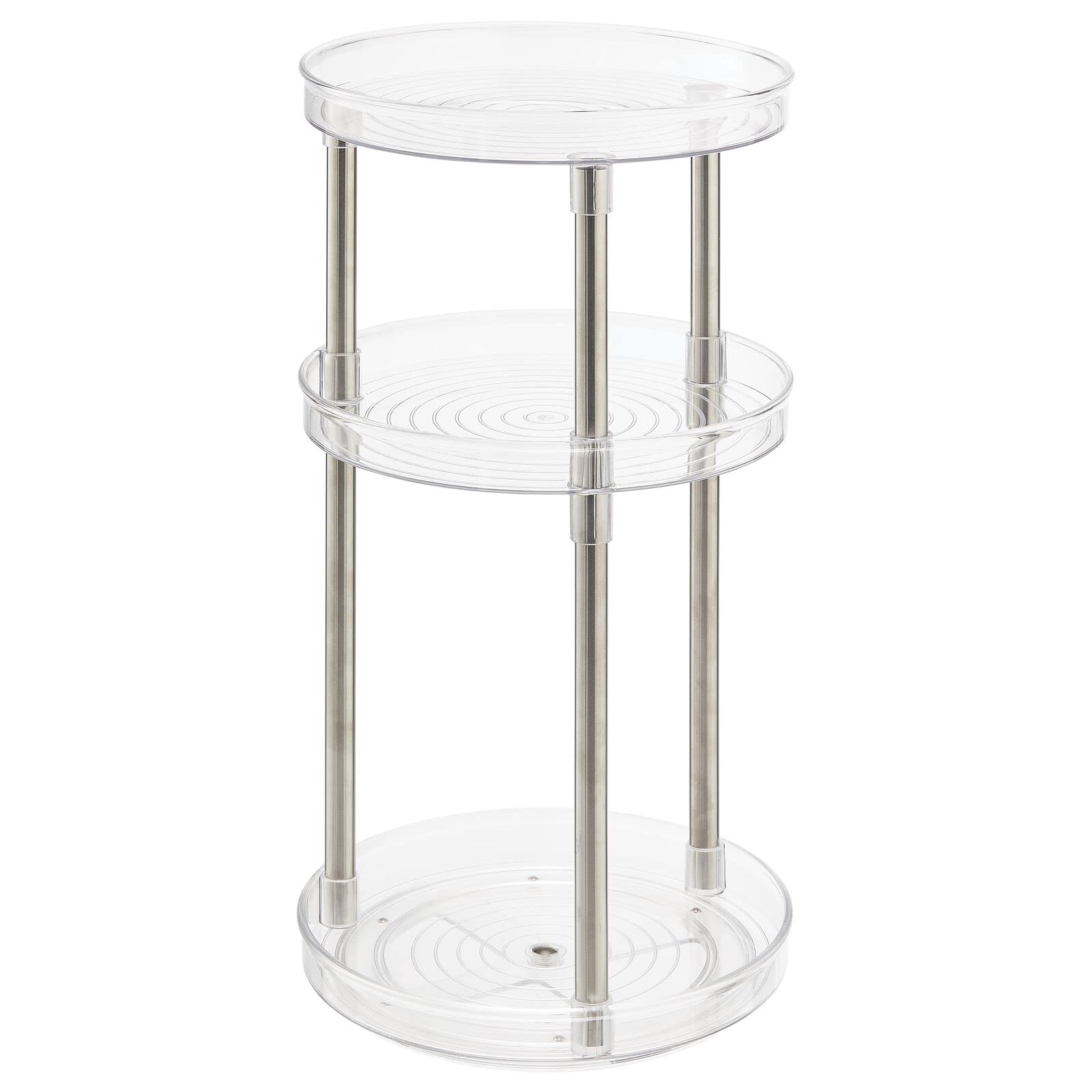 mDesign Spinning 3-Tier Lazy Susan 360 Rotating Makeup Organizer Storage Tower - Beauty Cosmetic Organization Caddy for Bathroom Vanity, Countertop, Makeup Table - Ligne Collection - Clear
