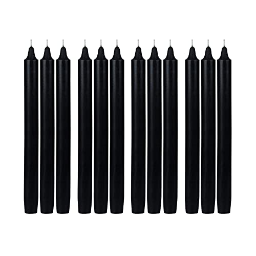 Zest Candle, 10-Inch, Black Straight 12-Piece Taper Candles, Size: 7/8" Diameter x H, Count