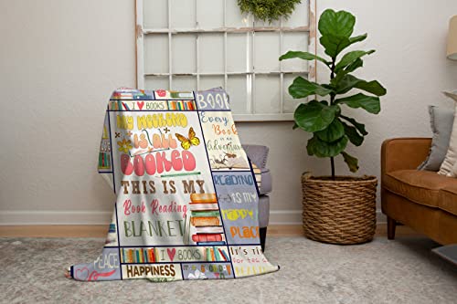 MULY Book Lover Gift Blanket, Book Club Bookworm Gift, Literary Gift Ideas Throw Blanket, Librarian Gift Throw Blanket for Book Lovers, Warm and Cozy Flannel Blanket 50x60 Inch