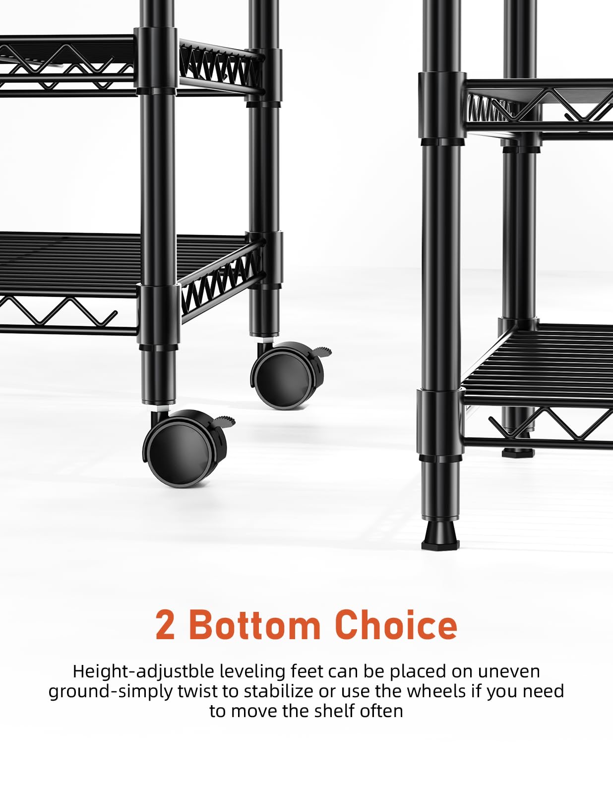 Simple Deluxe Heavy Duty 3-Shelf Shelving with Wheels, Adjustable Storage Units, Steel Organizer Wire Rack, 23" W x 13" D x 30" H, Black (HKSHLF23133003BPCLITE)