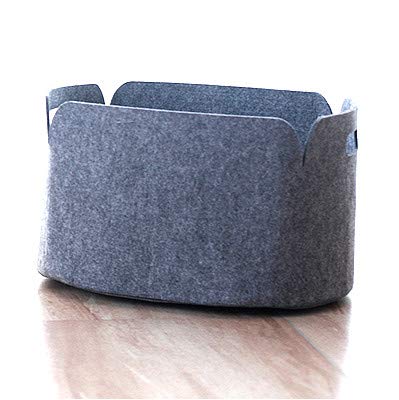 Foldable Storage Basket Bin Drawers Nature Felt Fabric with Handles for Home Office Bedroom Clothes DVD Books Cloest Organizer Strong&Large Size (Gray)
