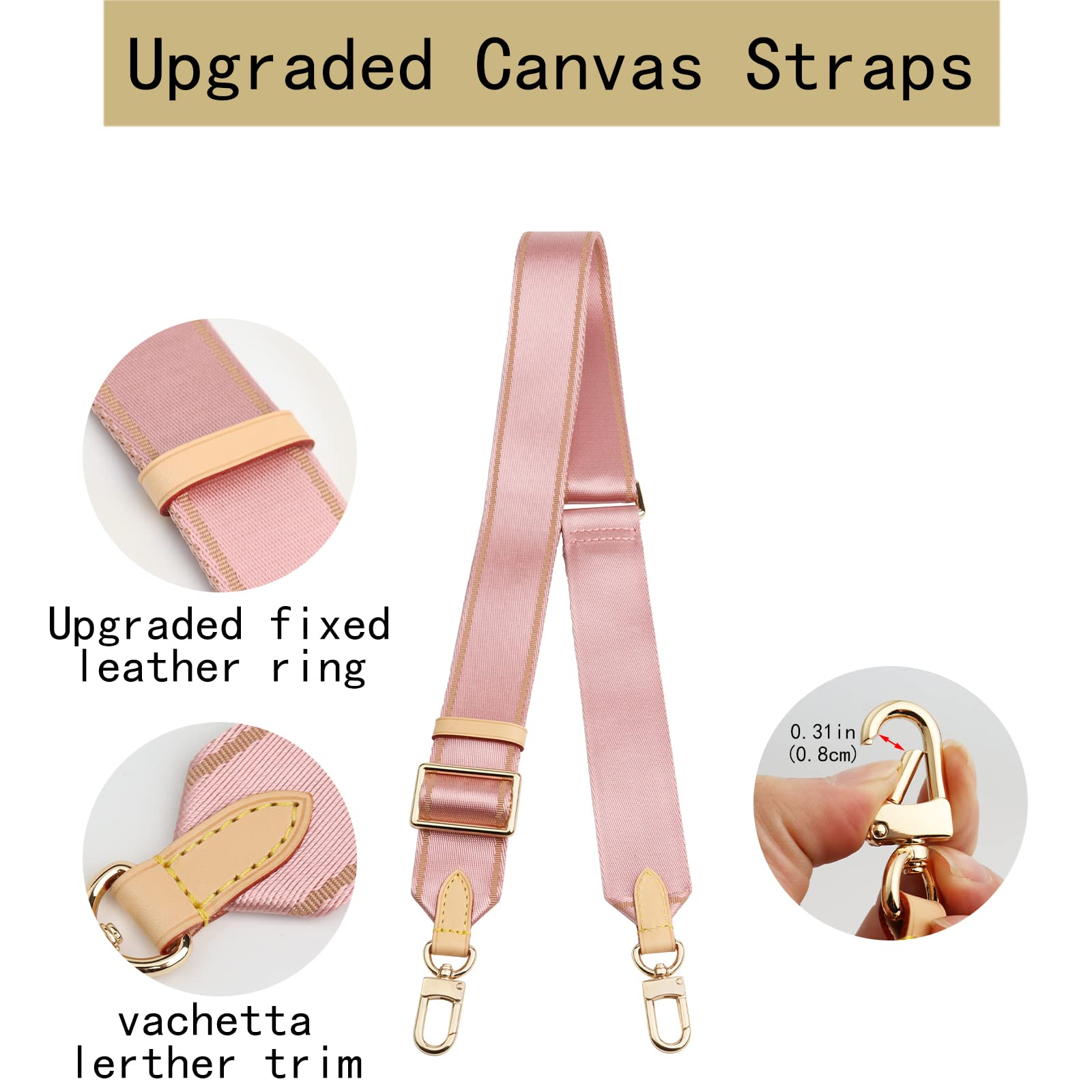 Multi Pochette Accessories Replacement Strap Crossbody Strap Adjustable Wide Canvas Strap for Shoulder Bags