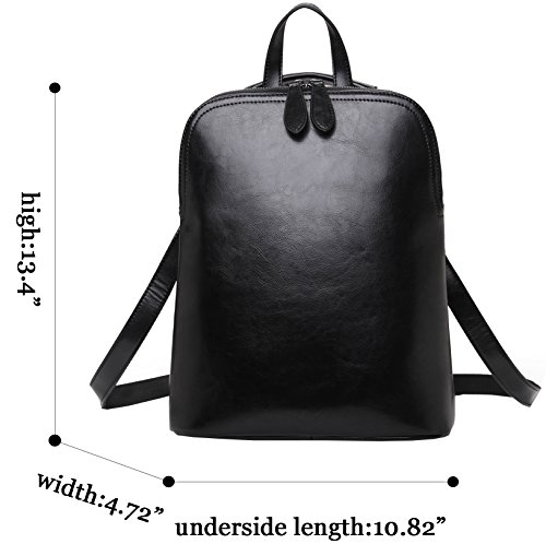 HESHE Leather Backpack Designer Purse for Women Fashion Travel College Shoulder Bag (Black-R)