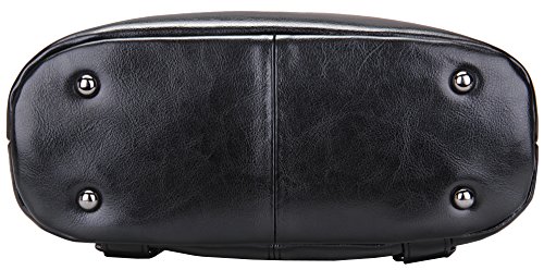 HESHE Leather Backpack Designer Purse for Women Fashion Travel College Shoulder Bag (Black-R)