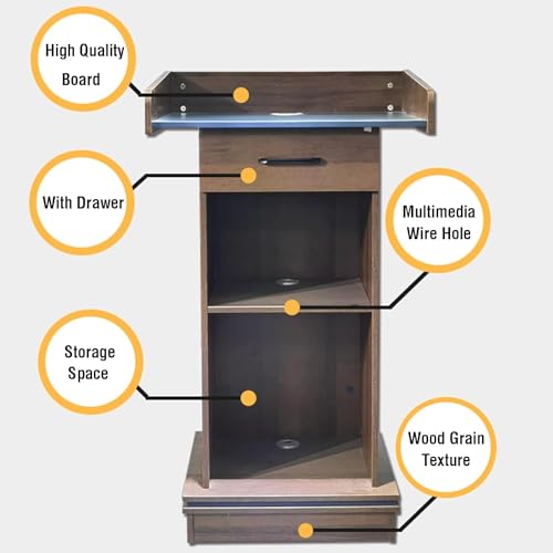 Vintage Lecterns Stable Standing Wooden Podium Square Pulpits with Storage Rack Podium Stand Load 15kg Presentation Stand