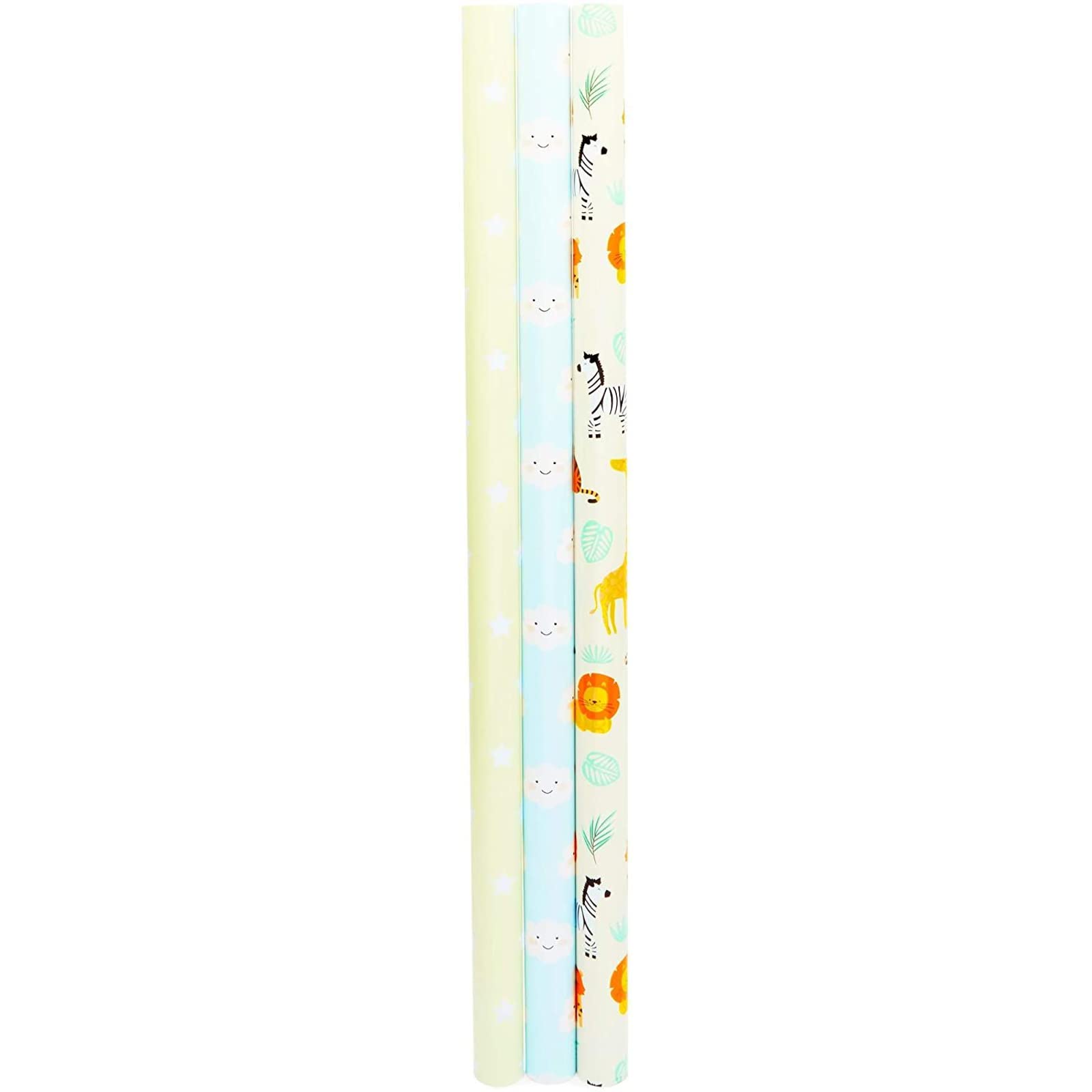 Sparkle and Bash Baby Shower Wrapping Paper, Double-Sided with Cut Lines, 30 In x 16 Ft (3 Rolls)