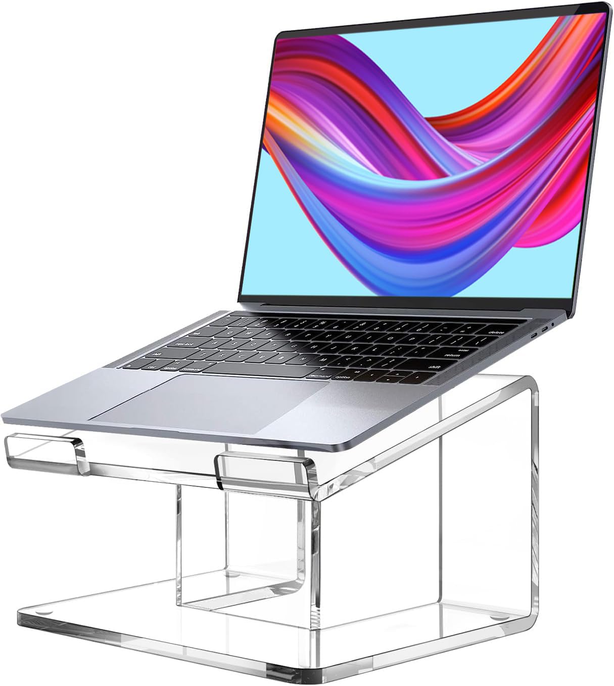 FUCDTEFC Acrylic Laptop Stand for Desk, Laptop Riser Tray for 13.3 14 15.6 Inch Clear Laptop Holder, Computer Stand for Laptop Compatible with MacBook, MacBook Pro, Dell, Lenovo, HP, Samsung