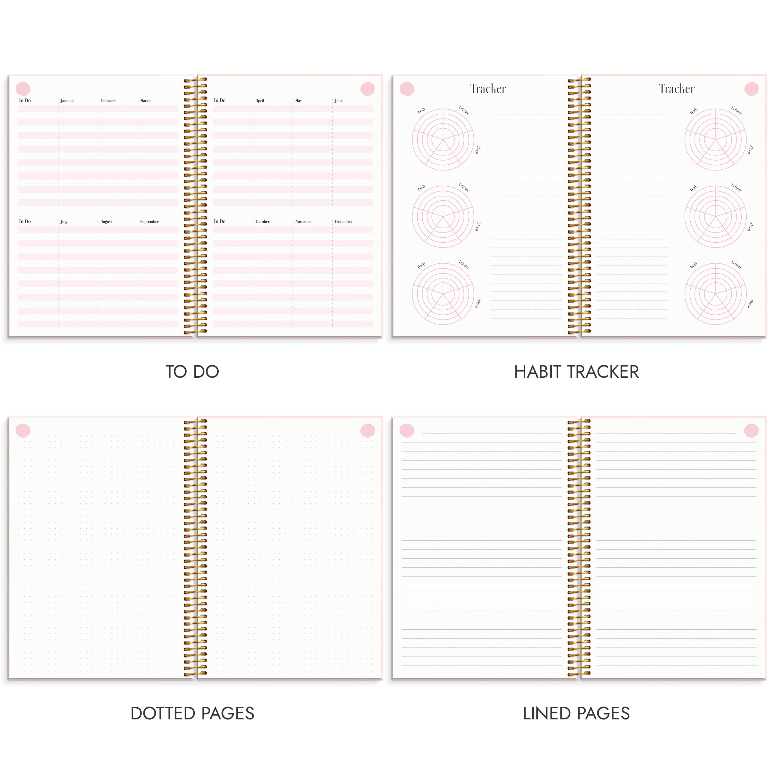 Burde Planner 2023 Life Planner Pink | 12 December 2022 - 7 January 2024 | Weekly & Monthly | 8.5x5.5" | Thick Paper | 142 Stickers Included