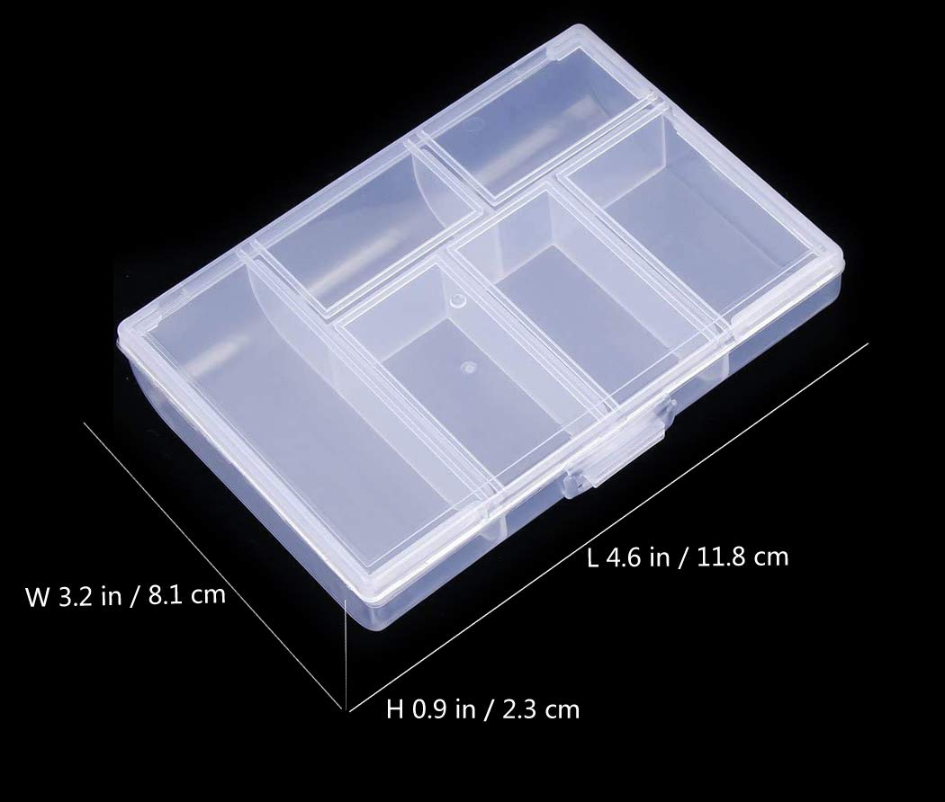 DongciTACi 4 Pack 6 Grids Plastic Organizer Box Storage Container Jewelry Box For Fishing Tackles Nail Rhinestones Beads Art DIY Crafts Organizer Clear
