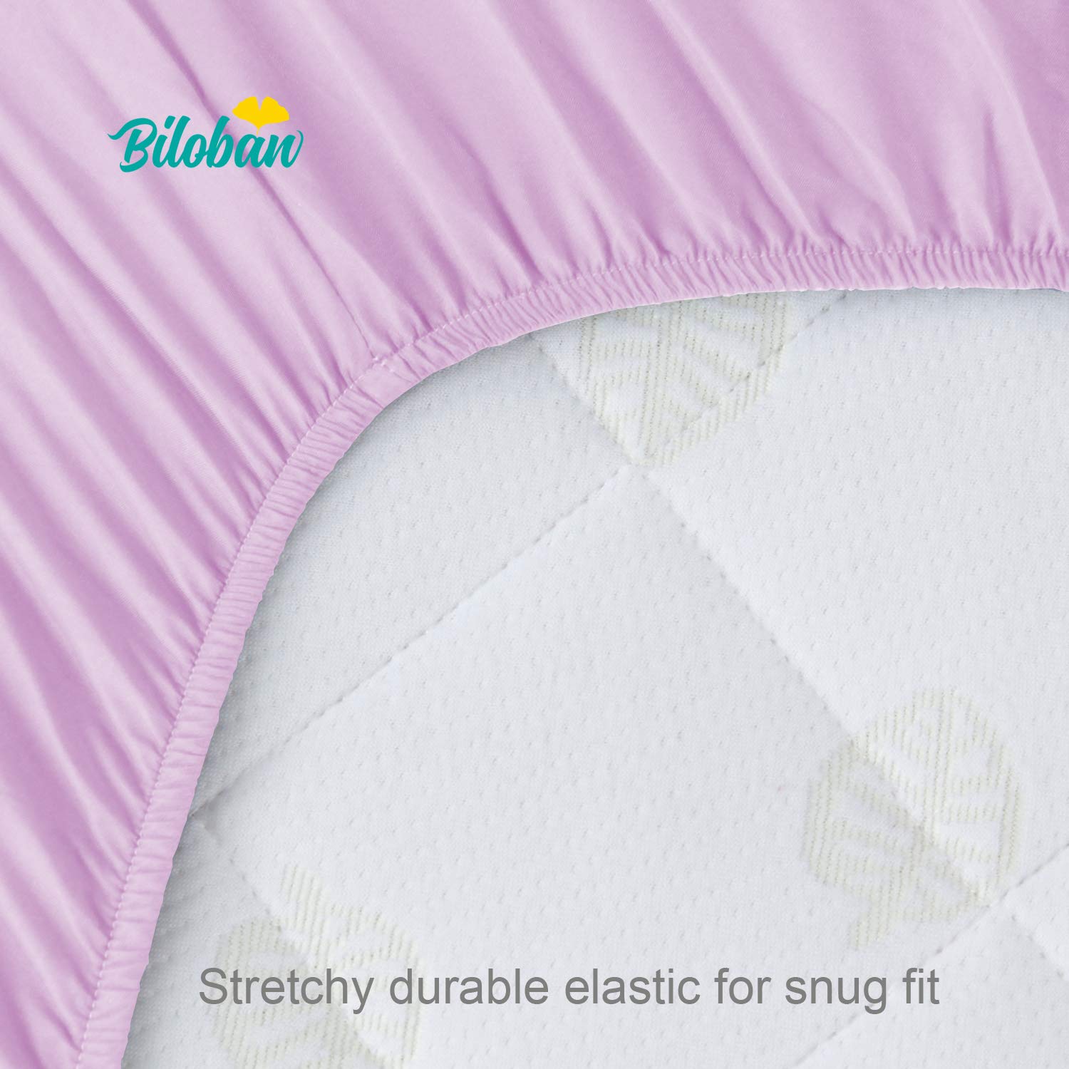 Biloban Pack and Play Sheets Fitted, 2 Pack Pack and Play Sheet Fits for Graco Pack n Play Mattress, Neutral Playard Sheets for Baby Boys and Girl, Pink & Violet, 38βX 26β