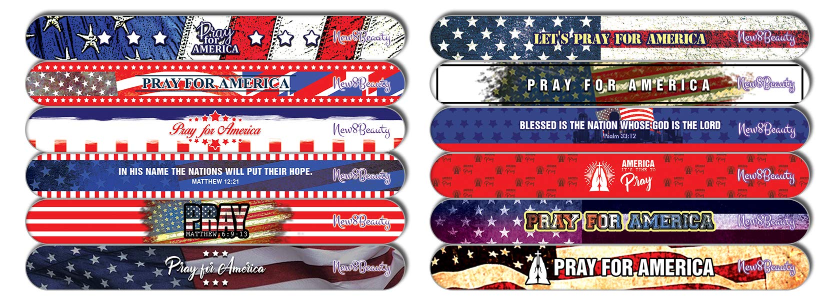New8Beauty Emery Boards for Nails - Pray for America (36-Pack) - Premium Quality Gift Ideas for Women and Men Stocking Stuffers