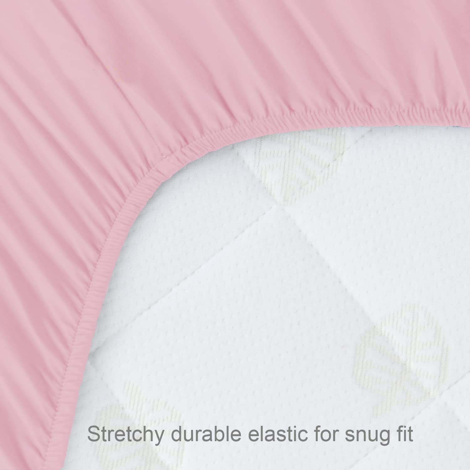 Biloban Pack and Play Sheets Fitted, 2 Pack Pack and Play Sheet Fits for Graco Pack n Play Mattress, Neutral Playard Sheets for Baby Boys and Girl, Pink & Violet, 38βX 26β