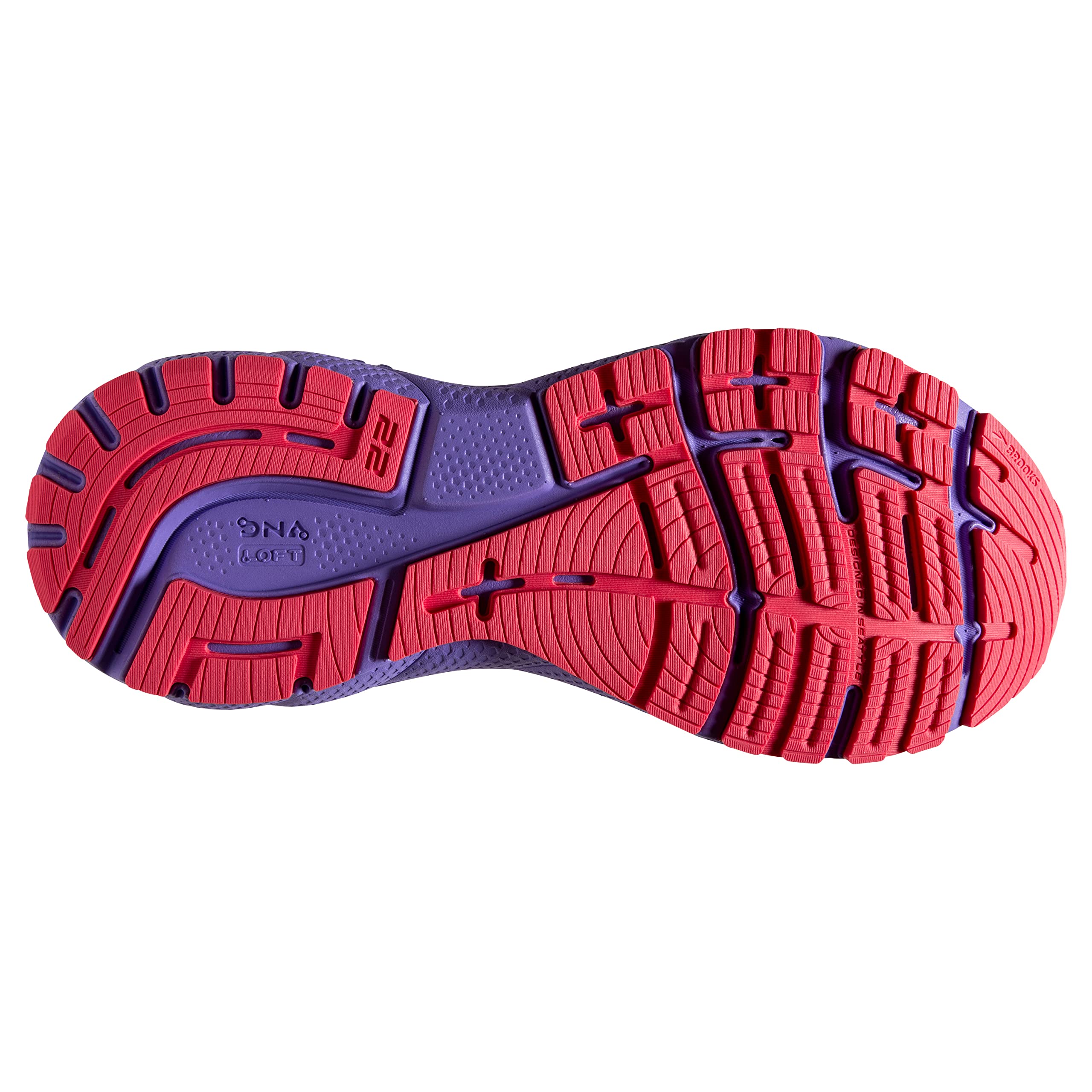 Brooks Women's Adrenaline GTS 22 Supportive Running Shoe - White/Coral/Purple - 8.5 Medium