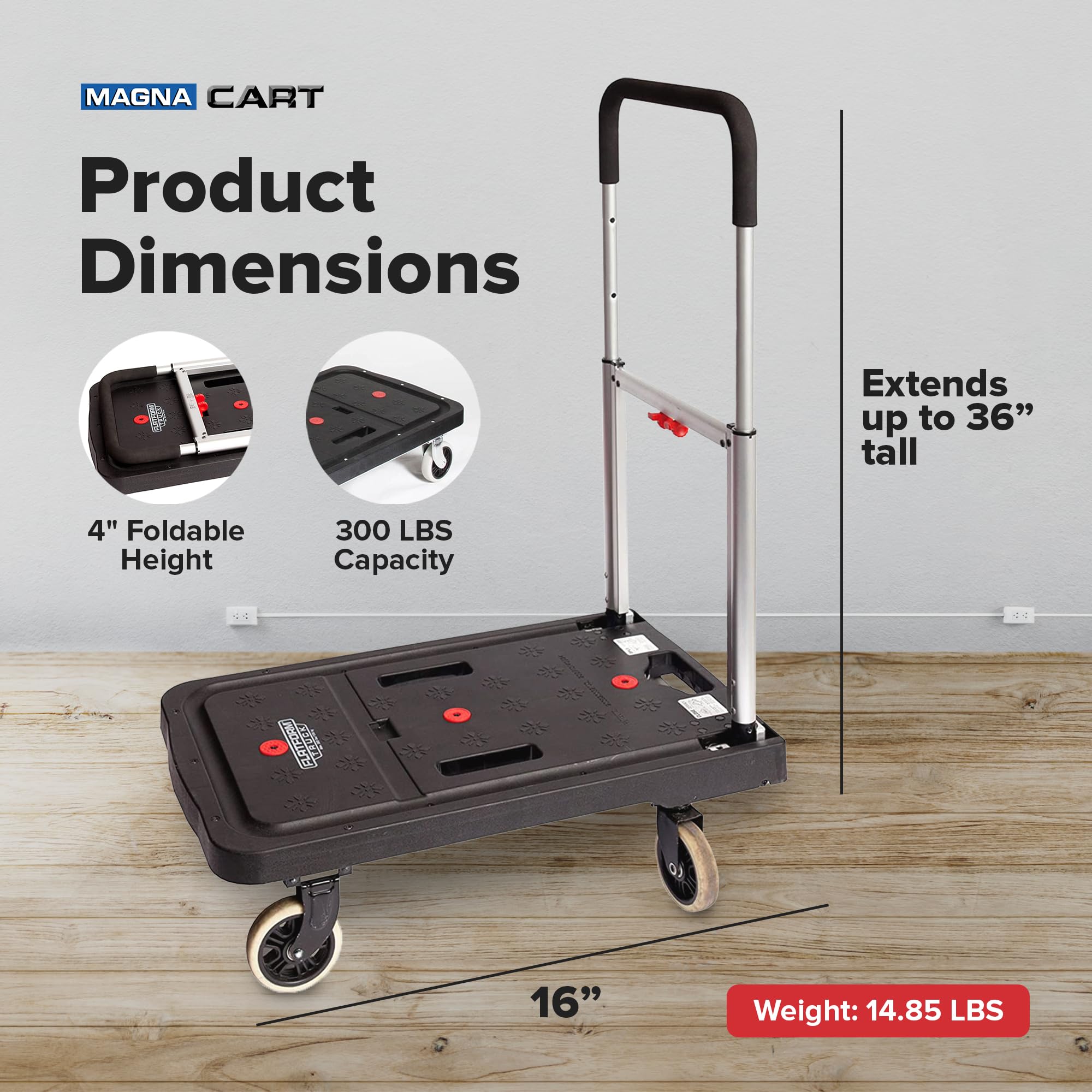Magna Cart Flatform 300 lb Capacity Four Wheel Folding Platform Truck