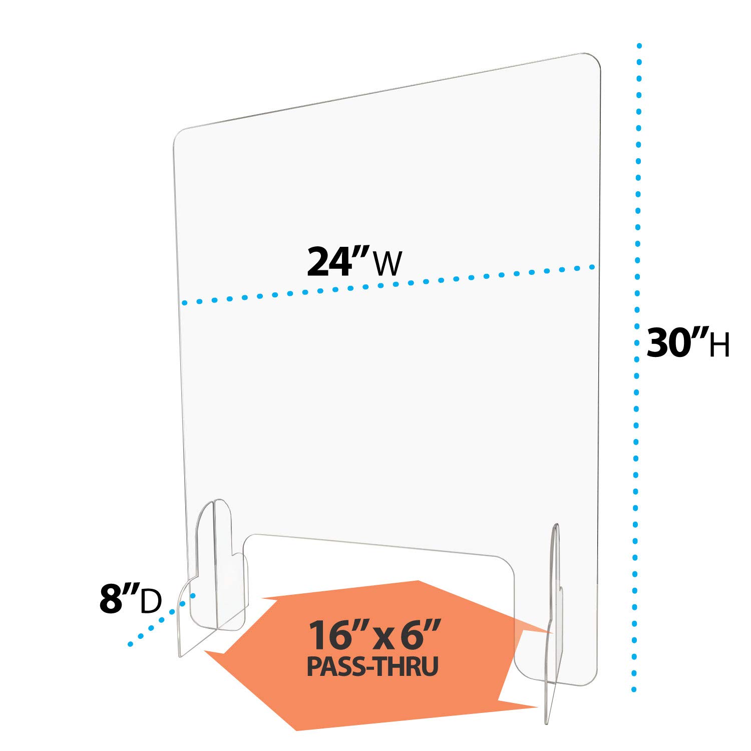 Sneeze Guard - Clear Acrylic Protective Barrier and Shield for Counter and Desk (24"W x 30"H)