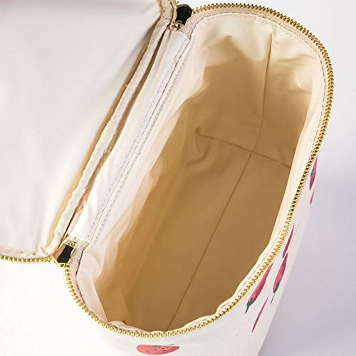 Kate Spade New York Insulated Soft Cooler Lunch Tote with Double Zipper Close and Carrying Handle, Strawberries