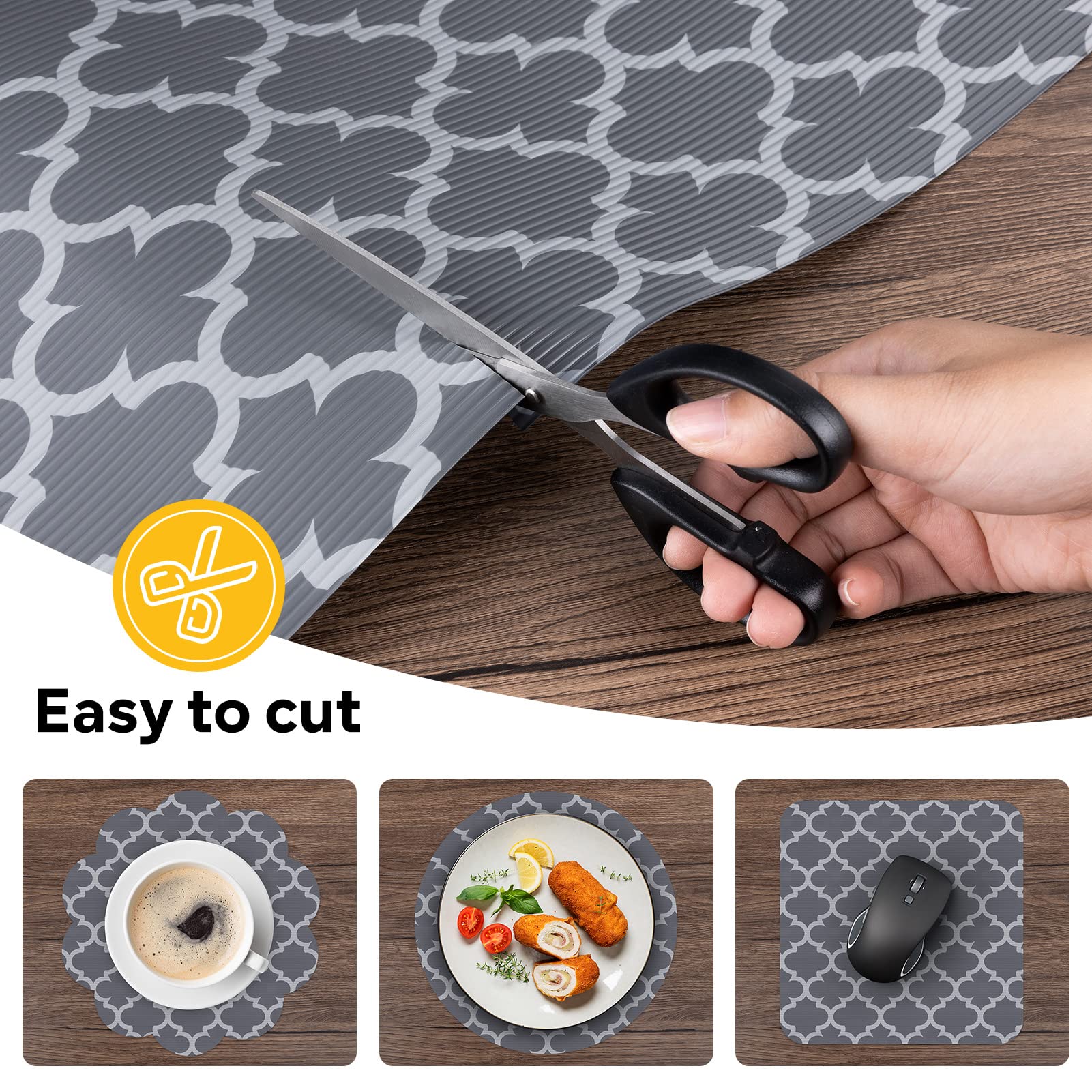 Shelf Liners for Kitchen Cabinets Non-Adhesive Waterproof Drawer Mat Liners Non Slip Refrigerator Liners Plastic Fridge Protectors for Shelves Pantry Cupboard 11.8 Inches x 10 FT Grey