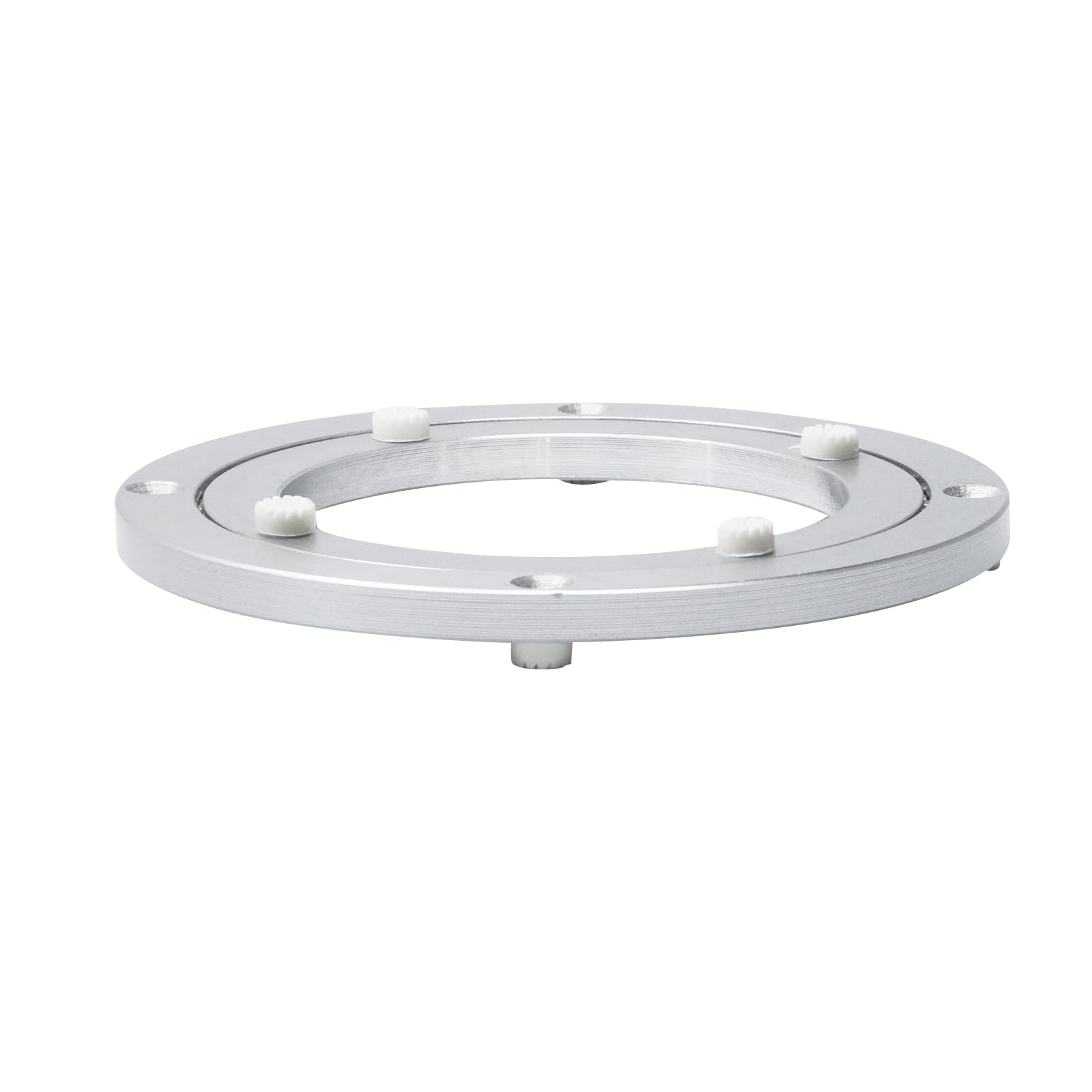 Geesatis Table Turntable Accessories 1 PCS Metal Lazy Susan Hardware Rotating Turntable Bearing Round Swivel Plate, Smooth Swivel Plate for Kitchen Base Turn Dining Table, Heavy Loads, Silver, 8 inch