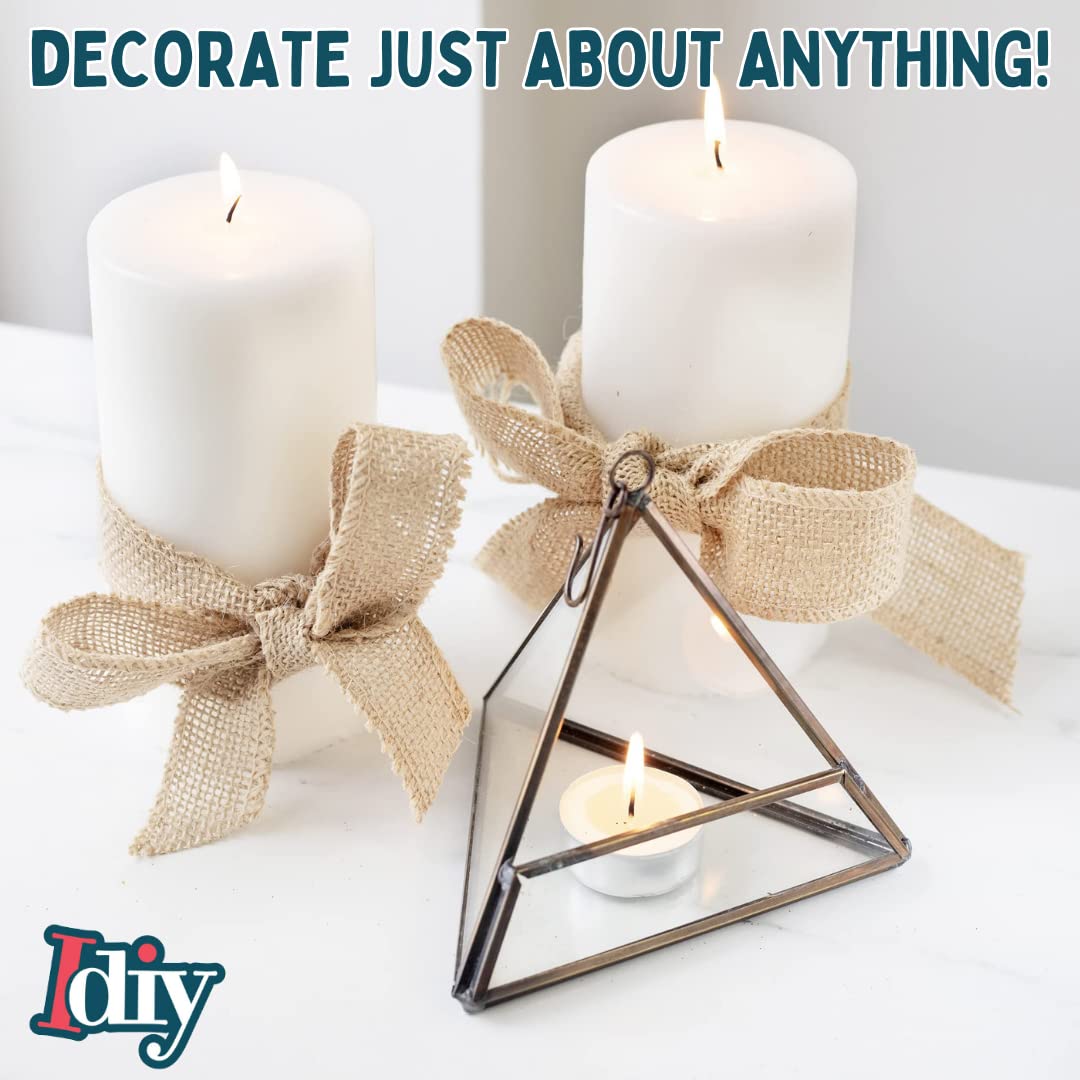 Idiy Natural Burlap Ribbons (2" Wide, 10 Yards) - No Wire,100% Jute - Great for DIY Crafts and Projects, Gift Wrapping, Wedding Decoration, and More!
