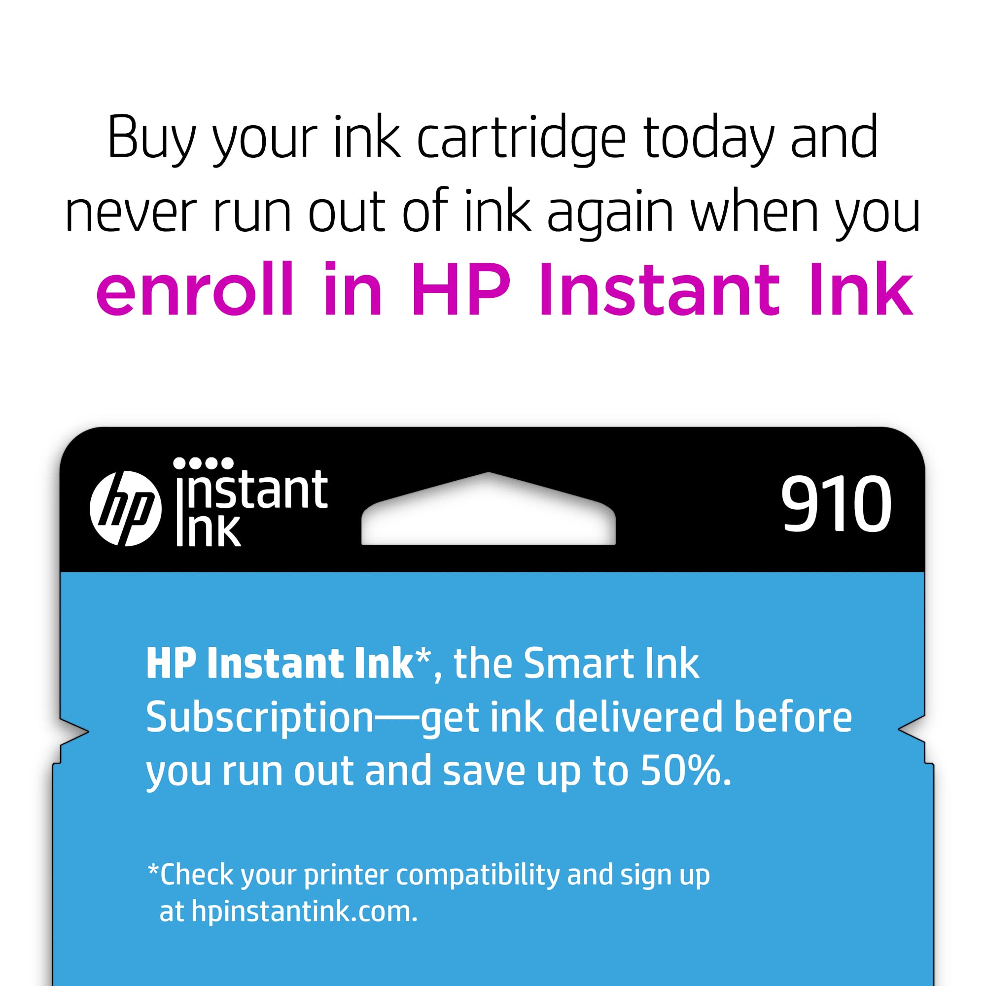 HP 910 Cyan Ink Cartridge | Works with HP OfficeJet 8010, 8020 Series, HP OfficeJet Pro 8020, 8030 Series | Eligible for Instant Ink | 3YL58AN