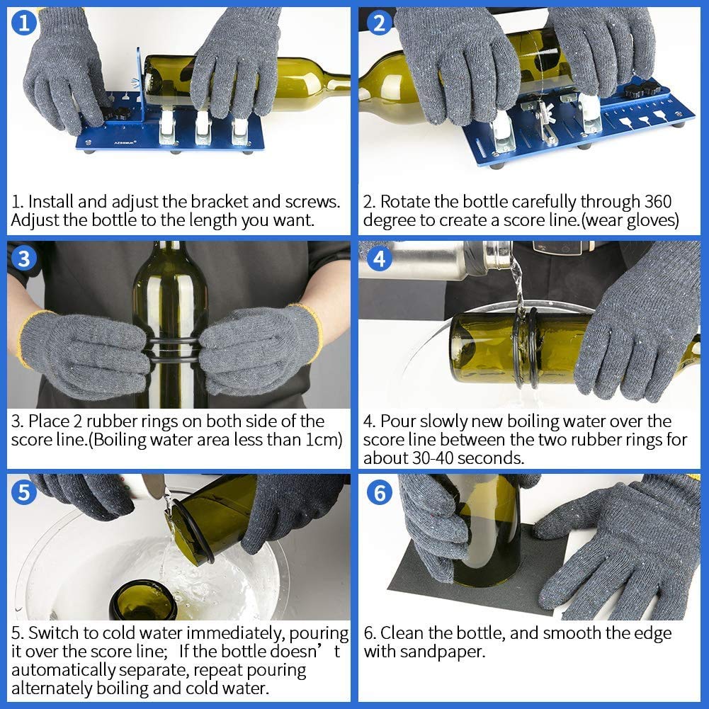 Glass Bottle Cutter Upgraded Bottle Cutting Machine forĀ Cutting Round, Oval Bottles, Home Craft DIY Glass Cutter Bundle Tools for Cutting Wine, Beer, Whiskey, Champagne - Complete Accessories Tool Kit