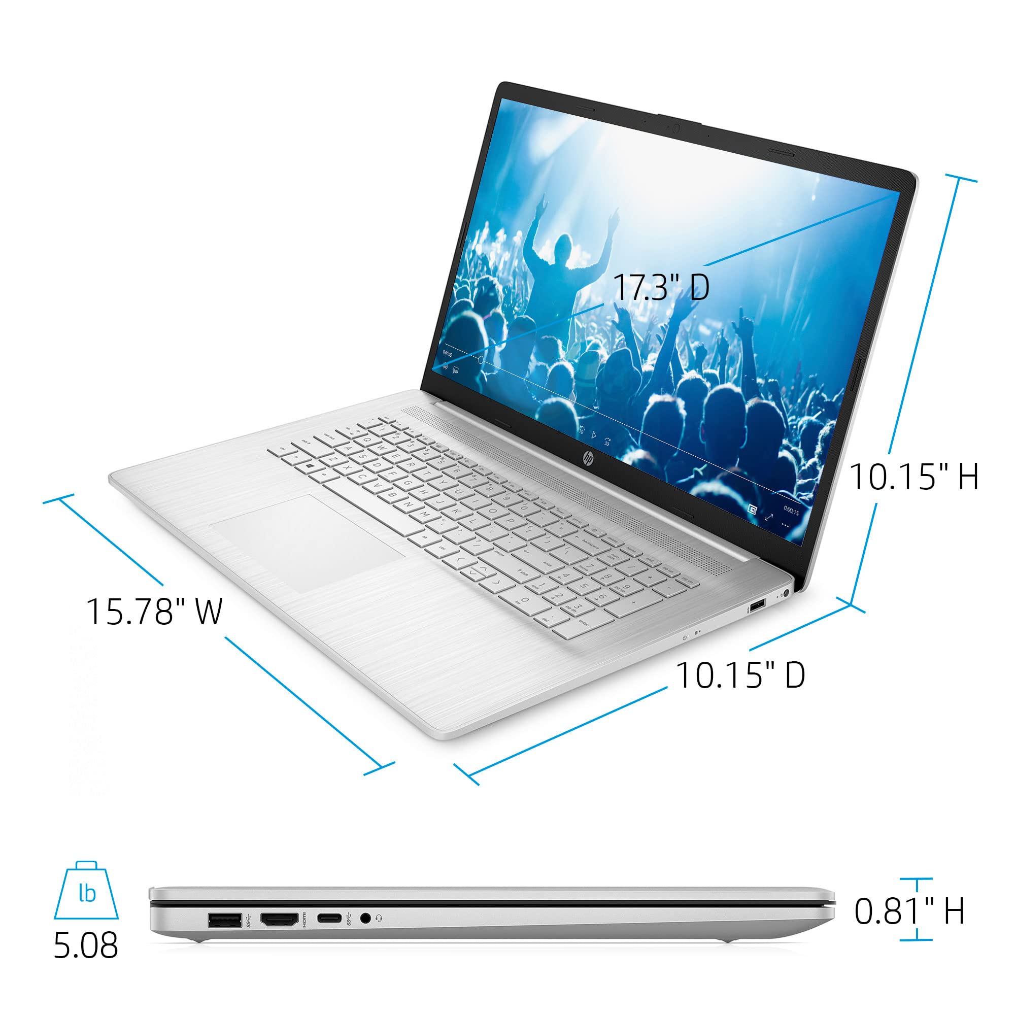 HP 2022 17 17.3" Touchscreen Laptop, Hexa-Core AMD Ryzen 5 5625U up to 4.2GHz(Beat i5-1145G7), 12GB DDR4 RAM, 1TB HDD, 802.11AC WiFi, Bluetooth 5.0, Webcam, Windows 11, BROAG 64GB Flash Stylus