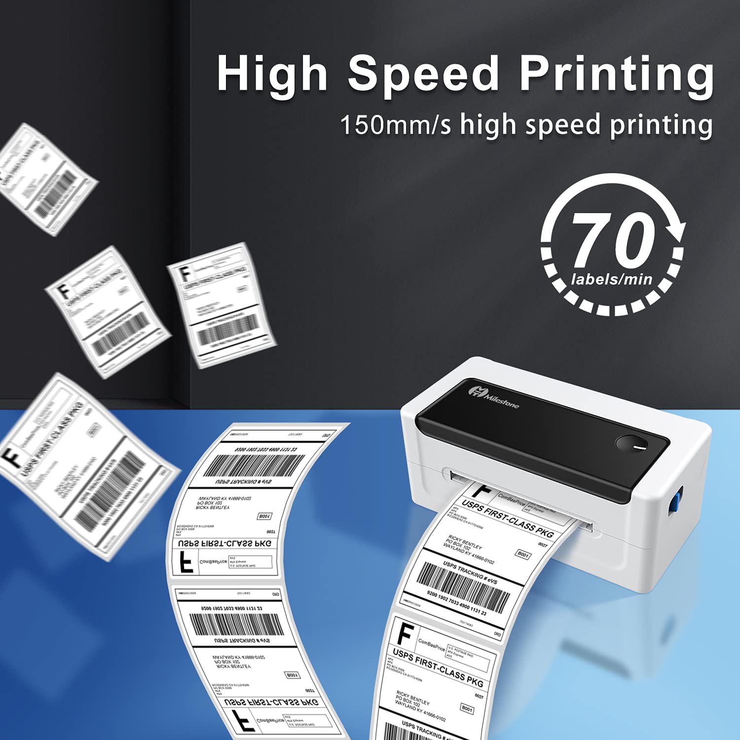 Milestone Shipping Label Printer ,4x6 Desktop Thermal Label Printer for Shipping Packages Small Business, Compatible with USPS,FedEx,Etsy, Shopify,Ebay,Amazon, Compatible Windows and Mac (White)