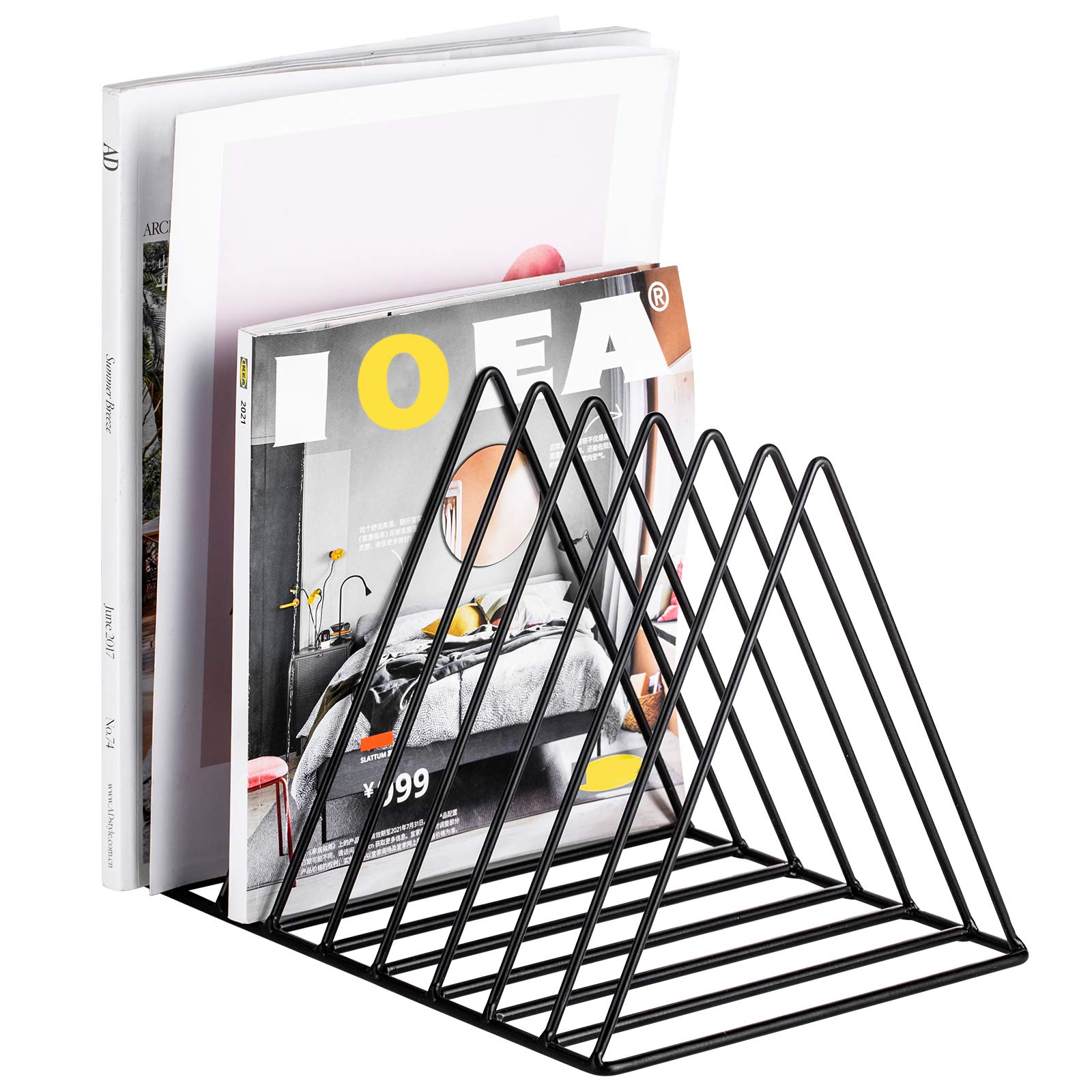 2 Pcs Magazine Holder,Desktop File Sorter Organizer Triangle Bookshelf Decor Home Office,Photography Props（Black）