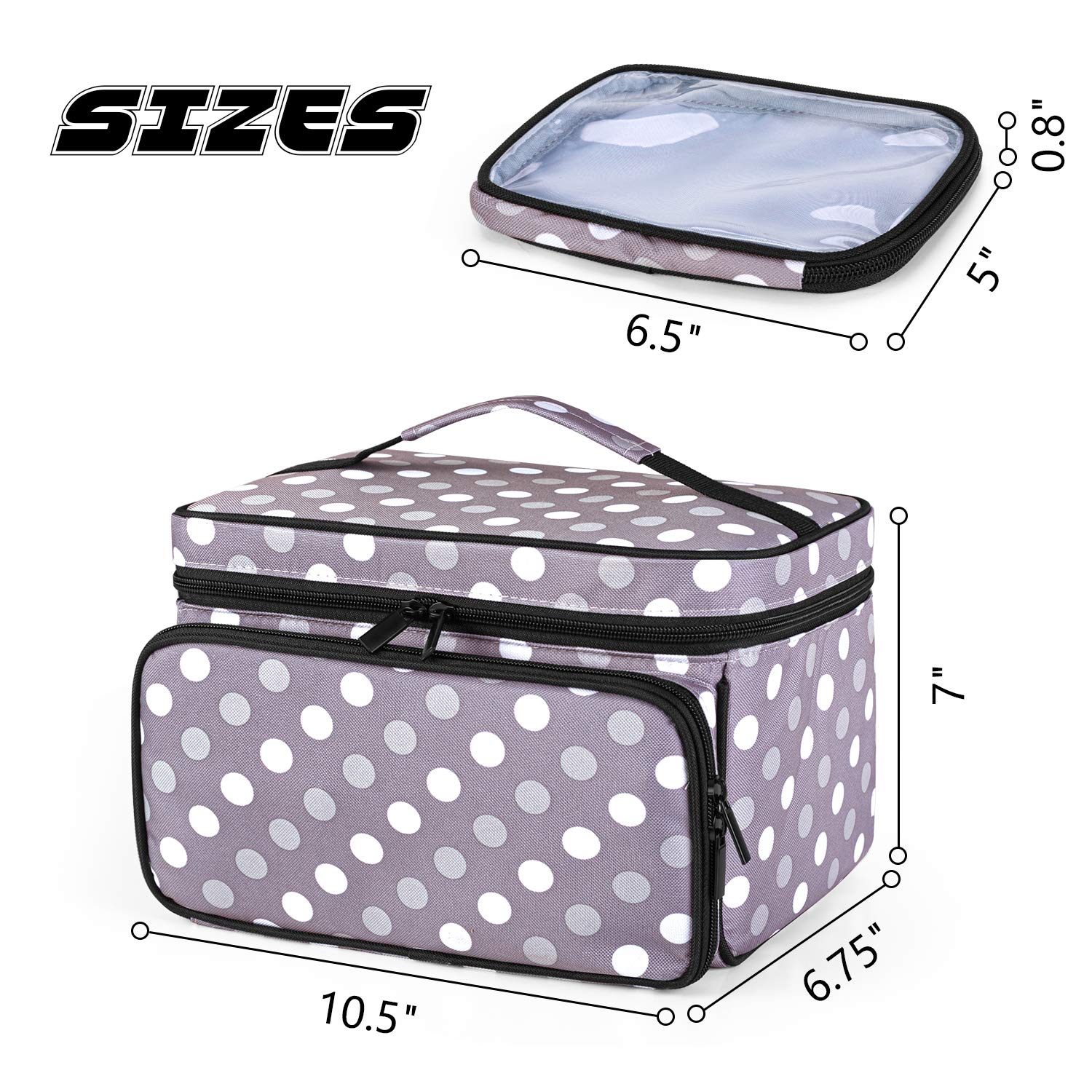 Luxja Sewing Accessories Organizer with 2 Detachable Clear Pockets, Sewing Supplies Organizer (Patent Design), Polka Dots