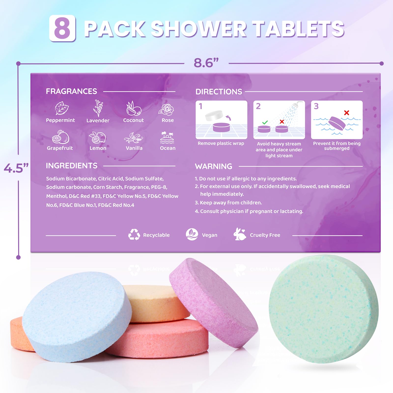 CalmNFiz Shower Steamers Aromatherapy 8 Pack Bath Bombs Essential Oil Self Care Mother's Day, Birthday Gift for Men and Women Who Have Everything
