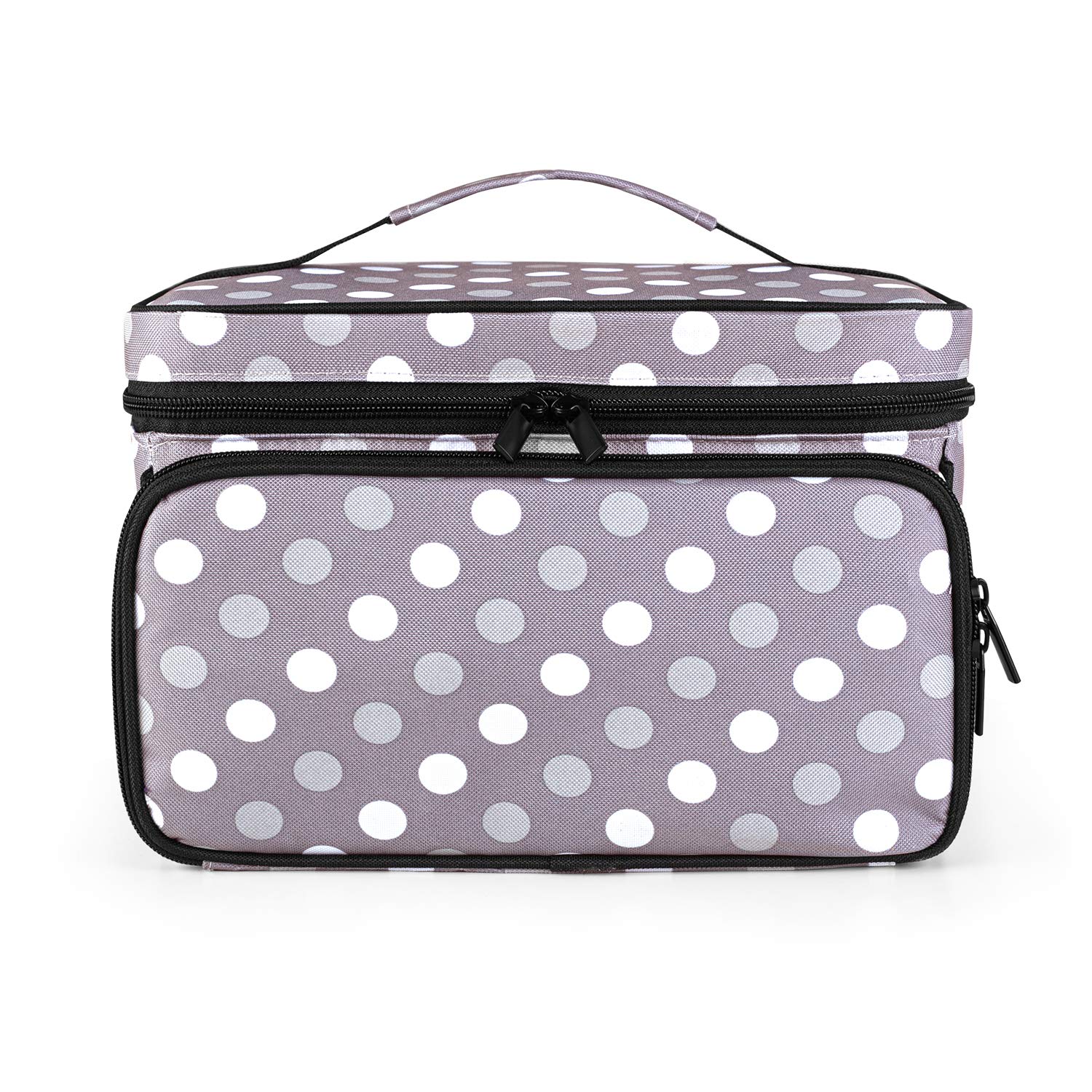 Luxja Sewing Accessories Organizer with 2 Detachable Clear Pockets, Sewing Supplies Organizer (Patent Design), Polka Dots