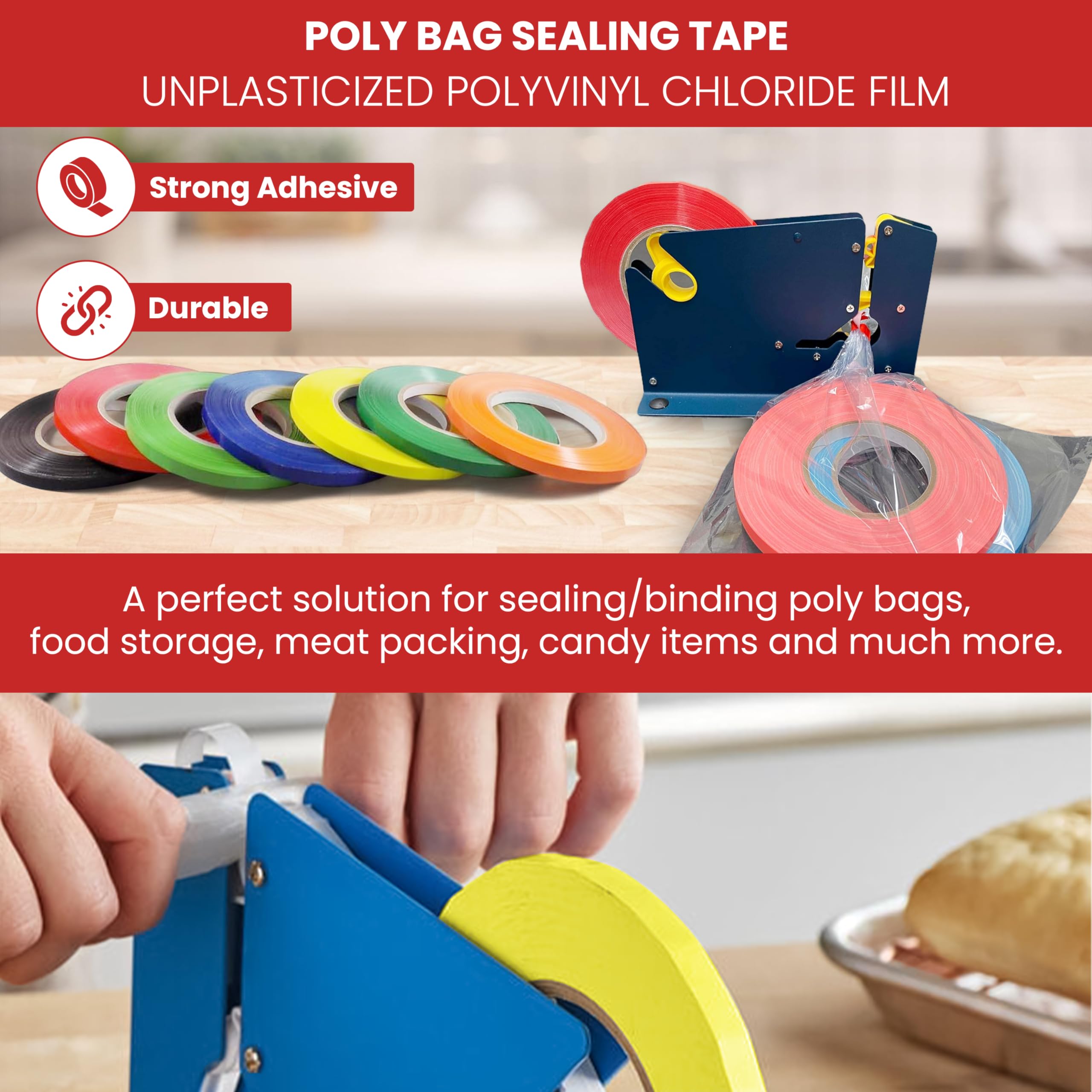T.R.U. UPVC-24BS Red Poly Bag Sealing Tape: 3/8 in. x 180 yds. (Pack of 1)