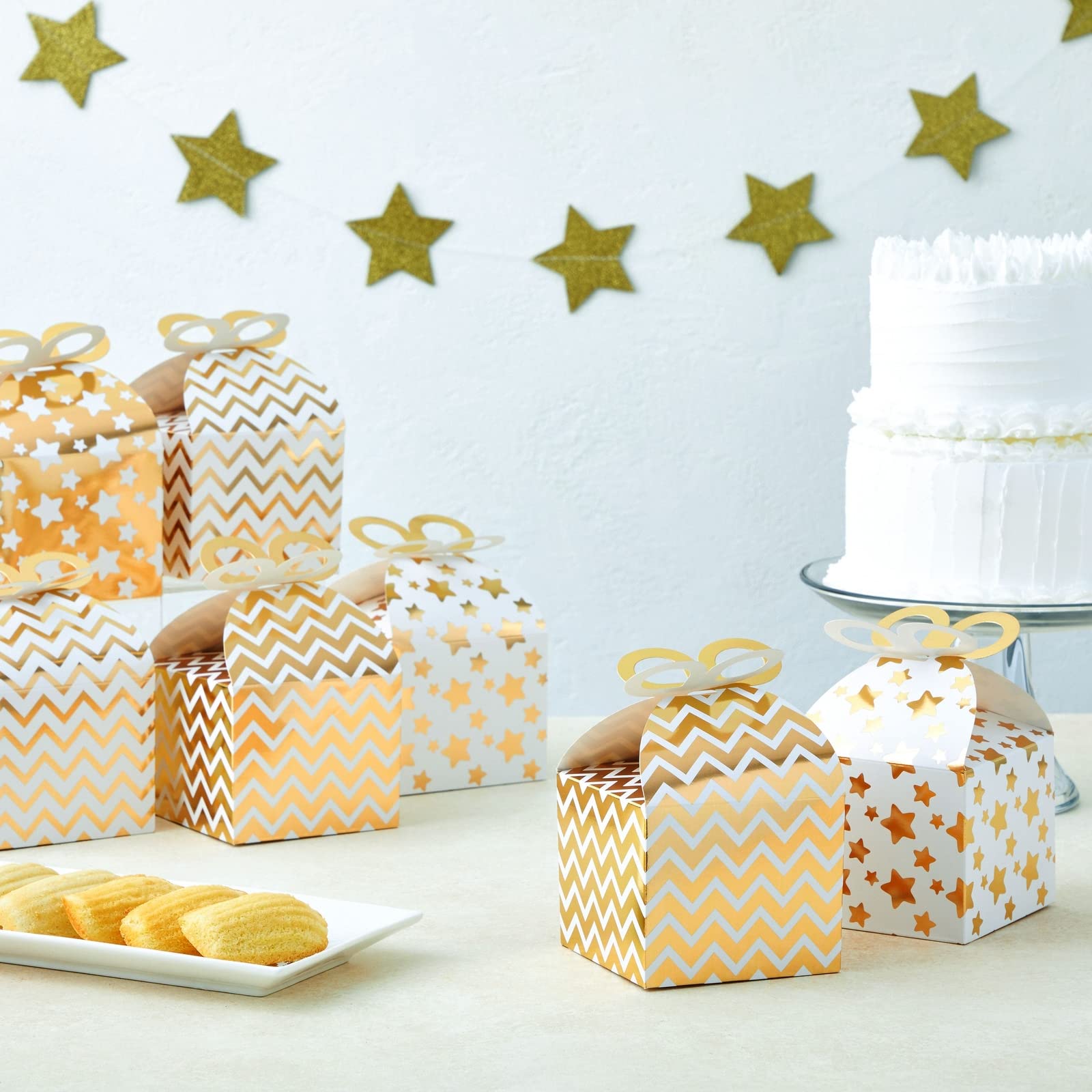 Paper Gift Boxes for Party Favors, Gold Foil (3.7 x 3.2 Inches, 36-Pack)