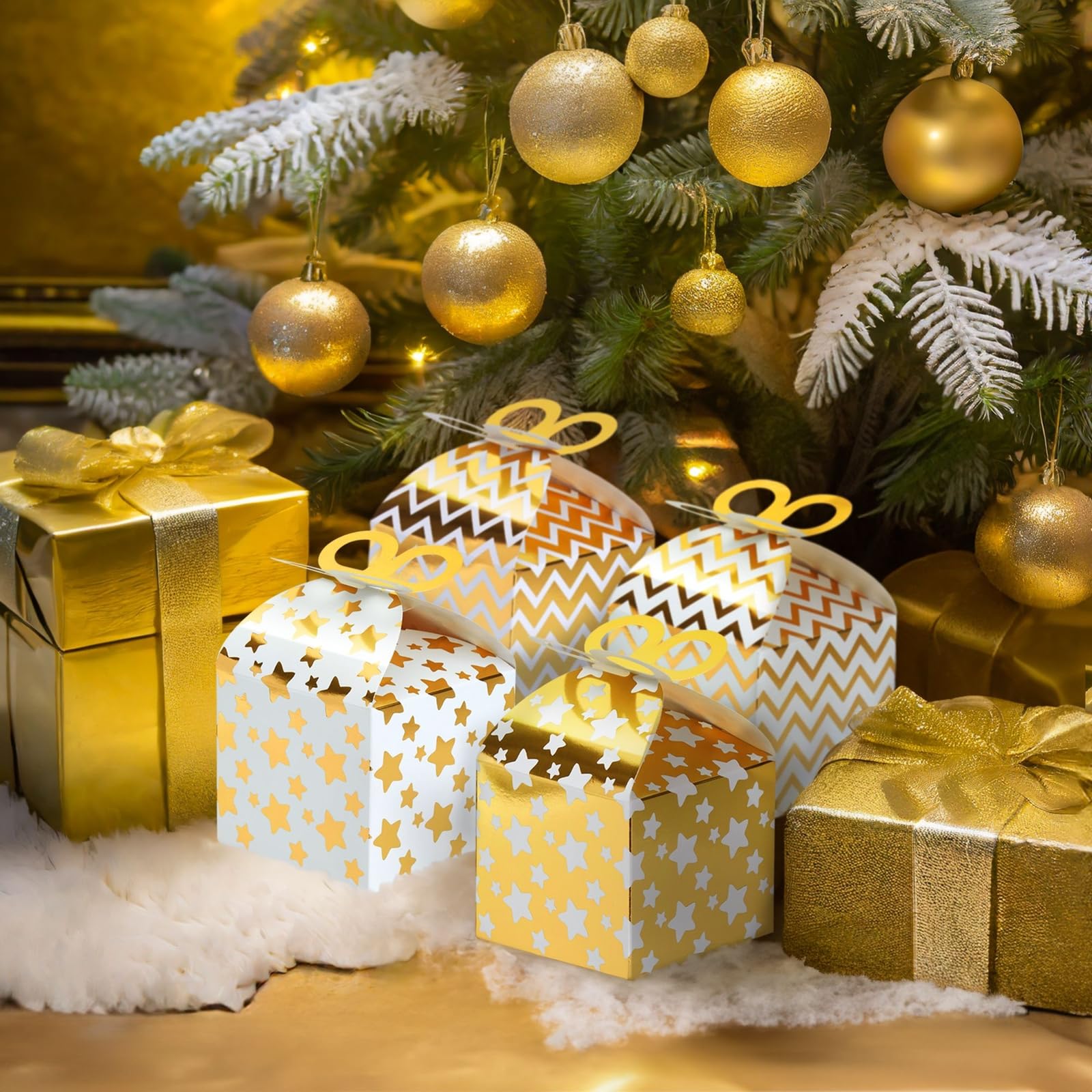 Paper Gift Boxes for Party Favors, Gold Foil (3.7 x 3.2 Inches, 36-Pack)