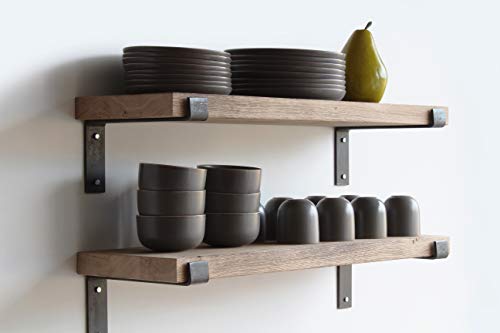 Urban Legacy Deep Shelves | Torched White Oak Modern Hardwood with Full Brackets | High Weight Capacity