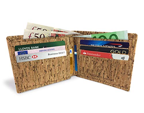 Vegan Wallet Made of Eco Friendly Cork, A Special & Unique Gift for Men, Extra Capacity For Notes, Credit Cards & IDs, Slim Cruelty Free RFID Blocking Wallet, Includes a Beautiful Recyclable Gift Box