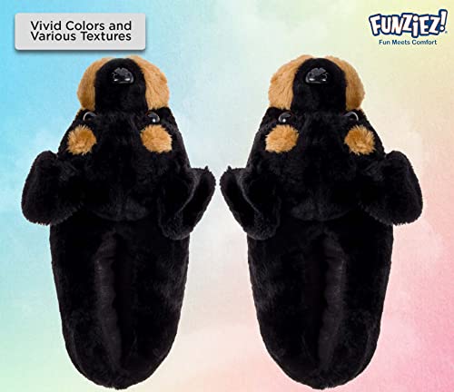 Funziez! Rottweiler Dog Slippers - Animal Slippers Novelty Costume (Black/Tan, Medium)