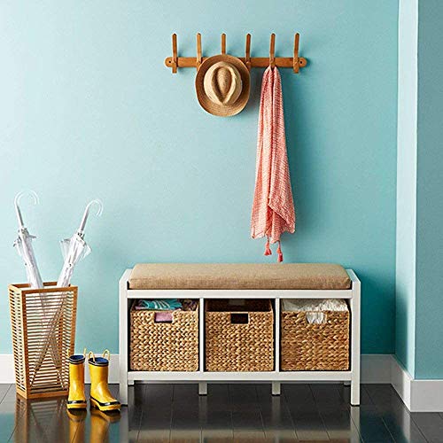 4 Decorative Hand-Woven Small Water Hyacinth Wicker Storage Basket, 16x11x11 Perfect for Shelving Units