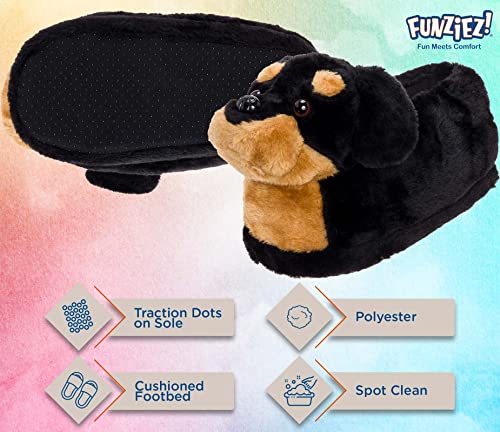 Funziez! Rottweiler Dog Slippers - Animal Slippers Novelty Costume (Black/Tan, Medium)