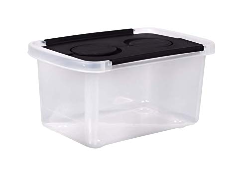 School Storage Box with Hinged Interlocking Lid - 3 Quart -10 x 6.5 x 5.5 Inches (Black)