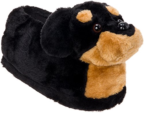 Funziez! Rottweiler Dog Slippers - Animal Slippers Novelty Costume (Black/Tan, Medium)