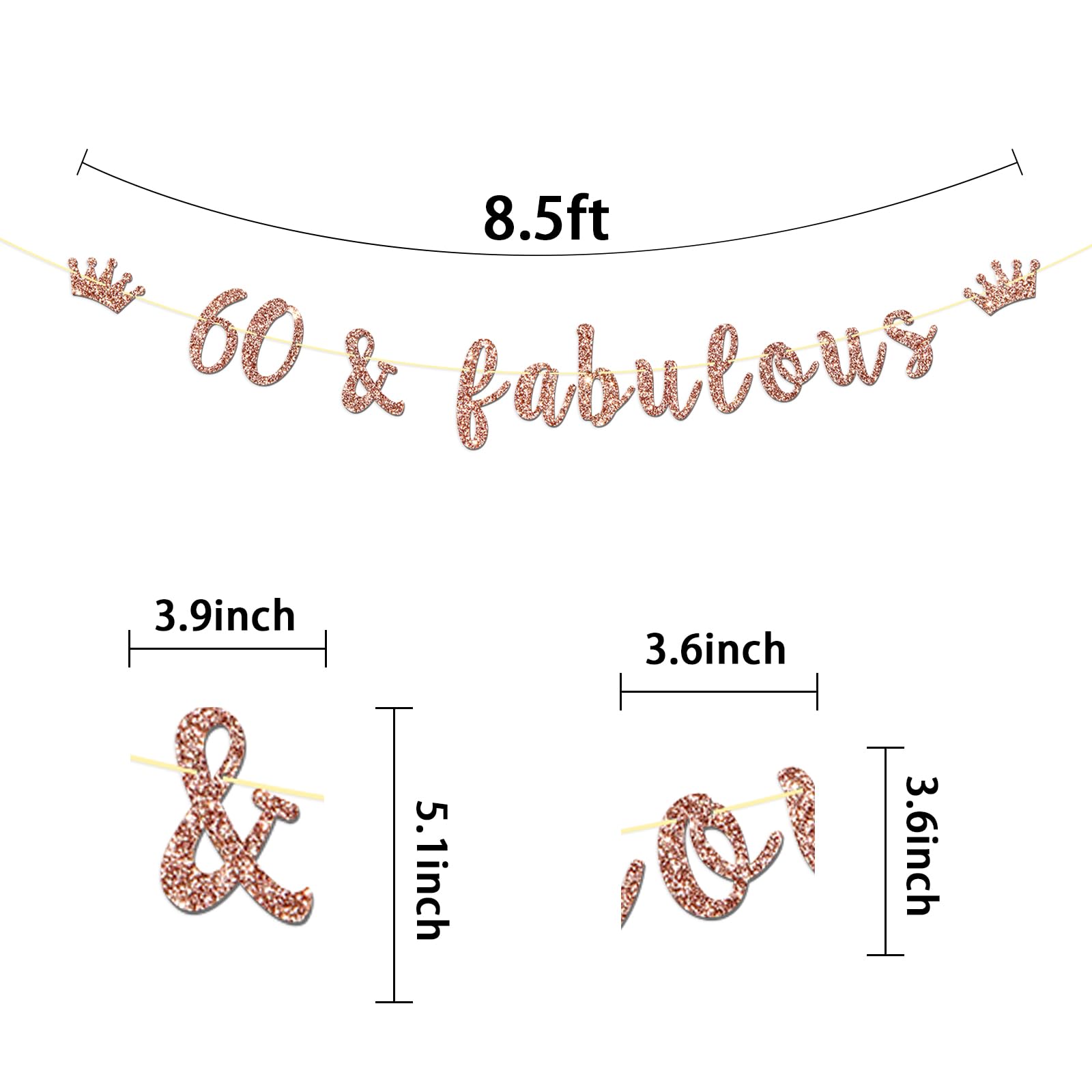 Rose Gold 60 Fabulous Banner, 60th Birthday Party Decor, Funny 60 Years Old Birthday Banner, 60th Birthday Party Decorations